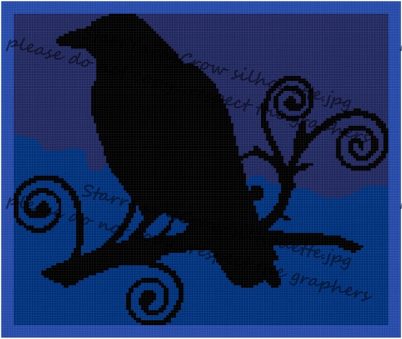 Crow Silhouette Crochet Graph Pattern | Etsy