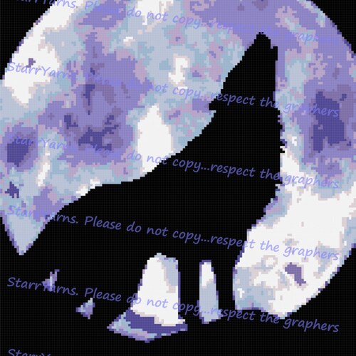 Wolf Howling at the Moon Crochet Graph Pattern - Etsy