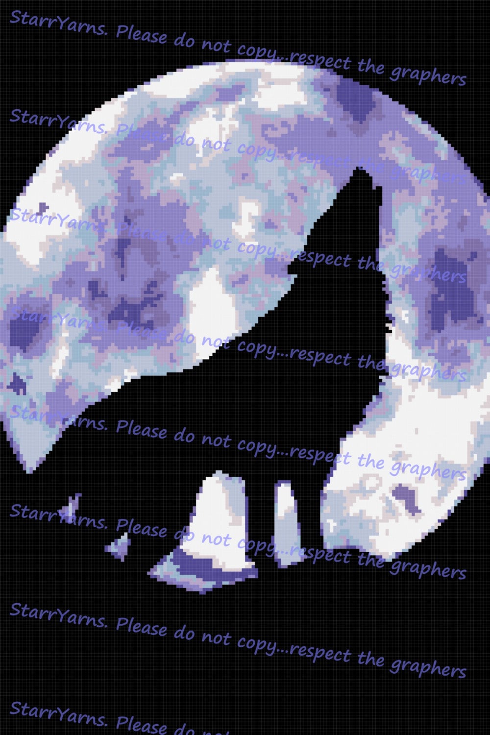 Wolf Howling at the Moon Crochet Graph Pattern - Etsy