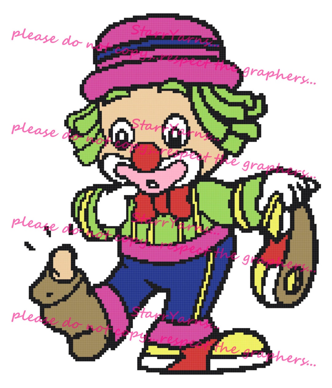 Adorable Clown Crochet Graph Pattern - Etsy