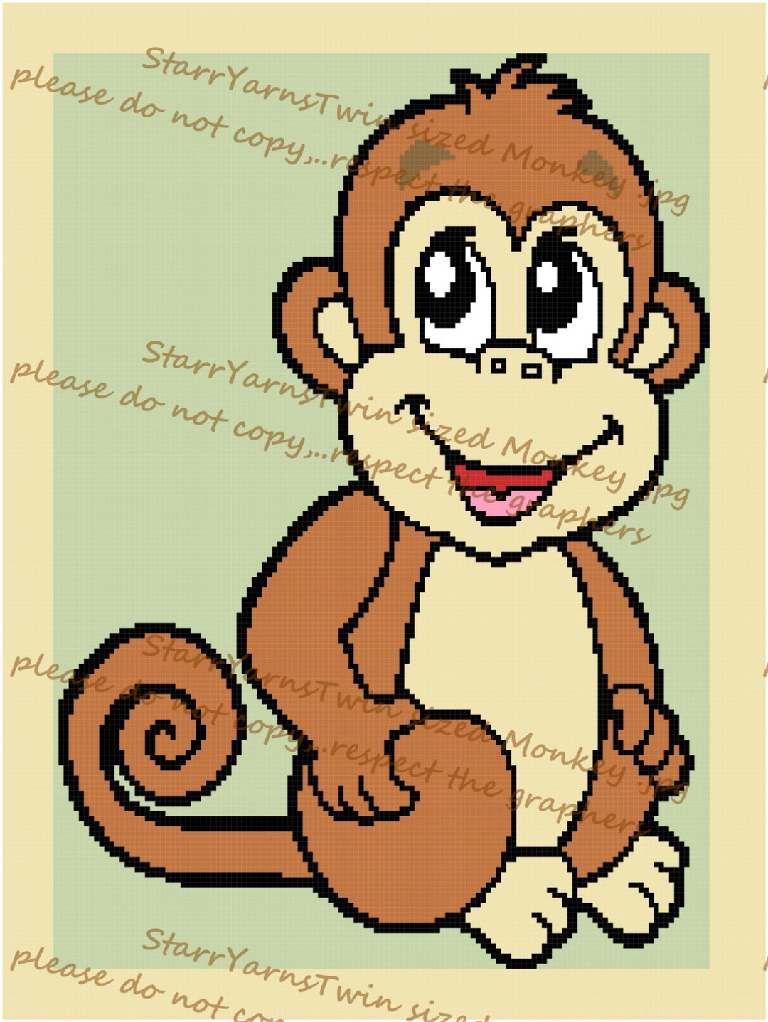 Twin Size Monkey Crochet Graph Pattern - Etsy