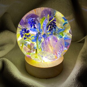 Large Floral Resin Sphere-nightlight With Genuine Dried Spring Flowers ...