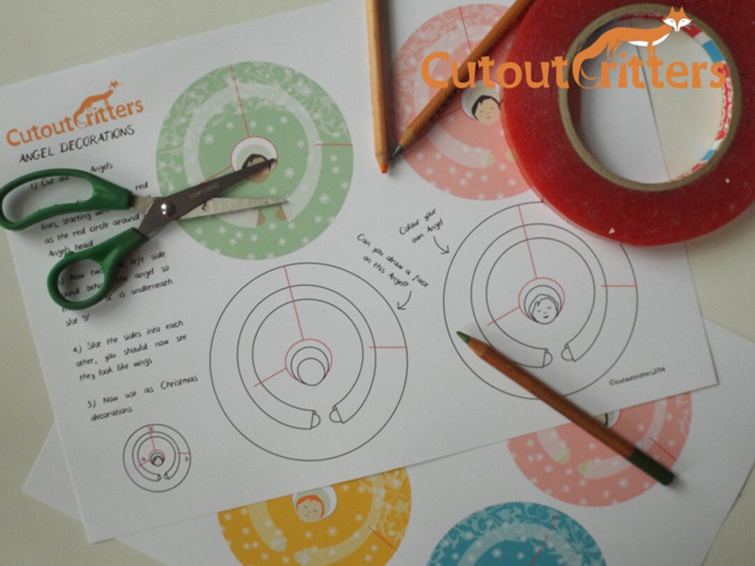 Angel Activity Sheet Tree Decoration Angels Cut Out Full - Etsy