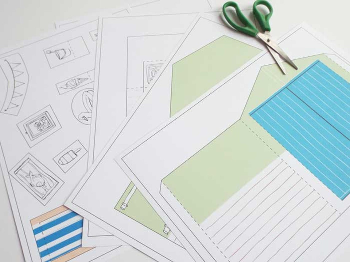 BEACH Hut Scene Pack Digital Download, Children's Paper Craft ...