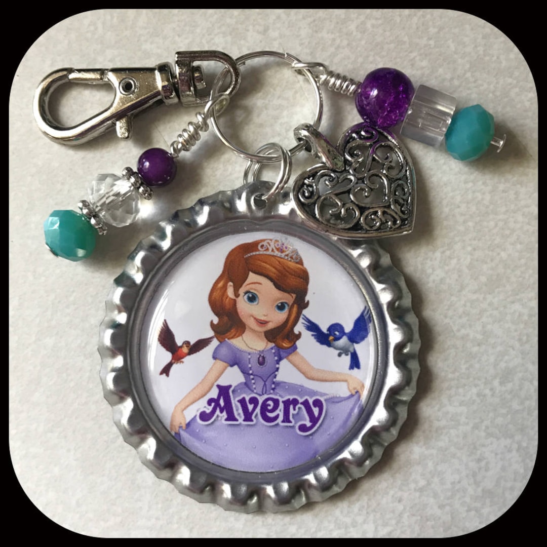 SOFIA the FIRST Personalized Name Bottle Cap Pendant With Clip - Etsy