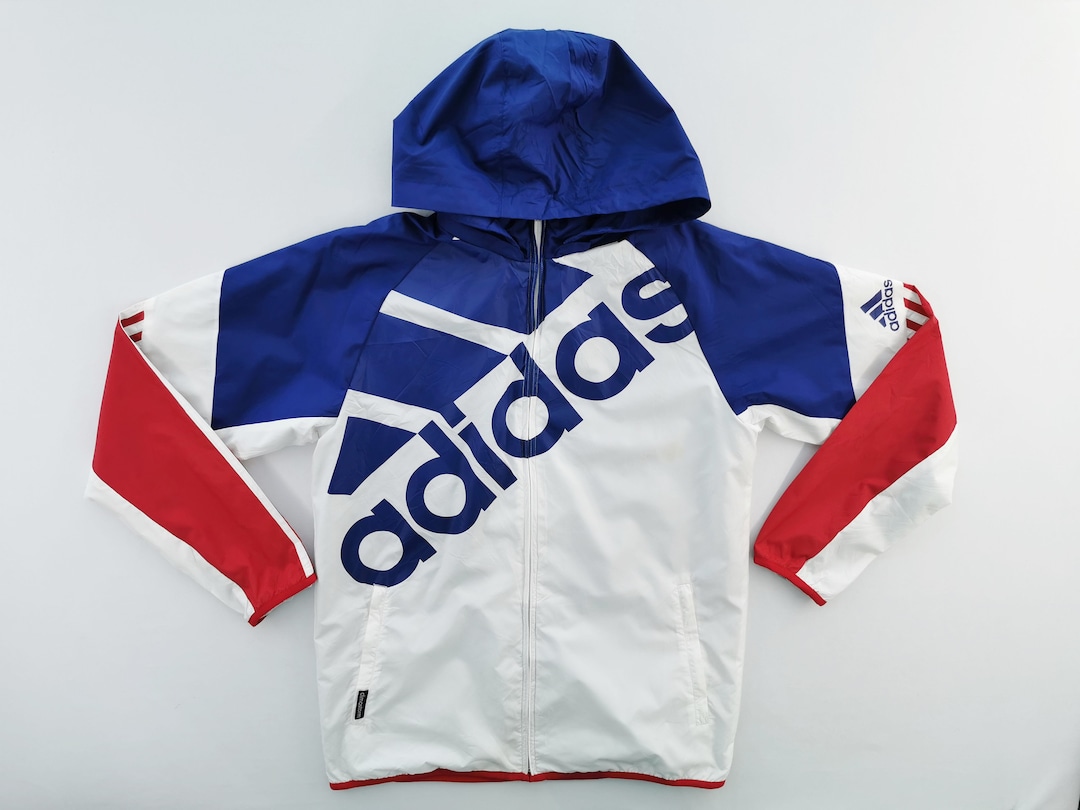 Adidas Jacket Adidas Big Logo Color Block Hoodie Windbreaker Jacket ...