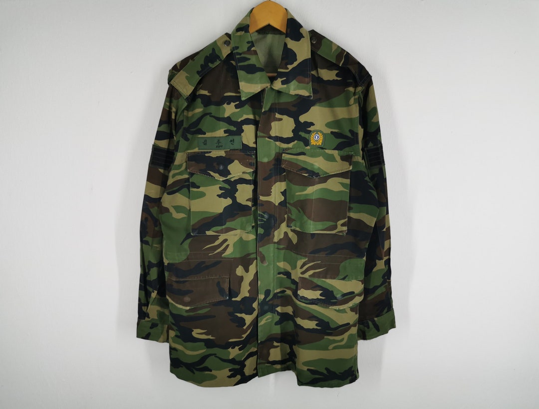 Korea Army Jacket Vintage 90s Korea Army Uniform Camo Army Jacket Size ...