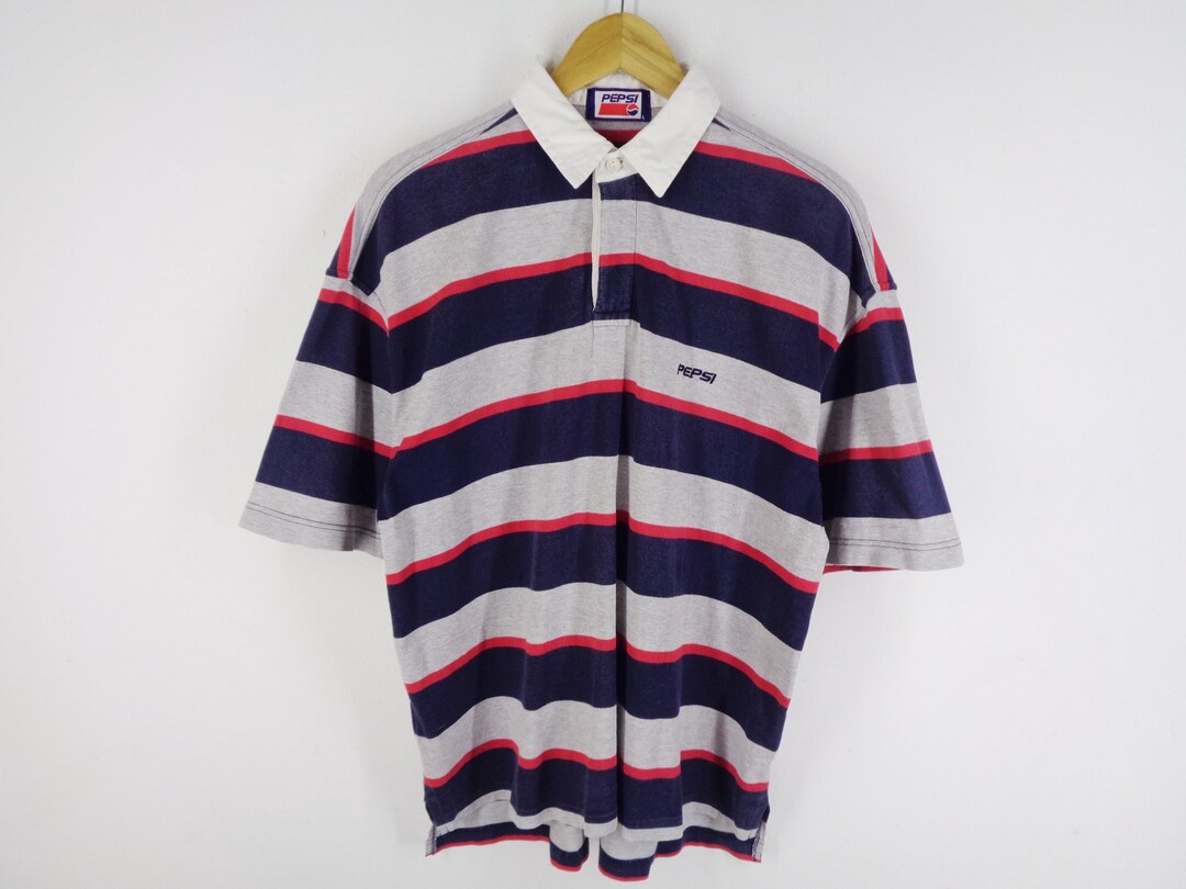 Pepsi Shirt Vintage Pepsi Polo Shirt Vintage Pepsi Striped Rugby Polo ...