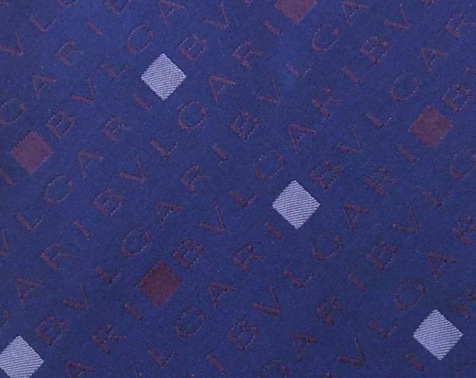 Bvlgari Tie Woven Silk Signature Pattern Navy Blue Vintage - Etsy