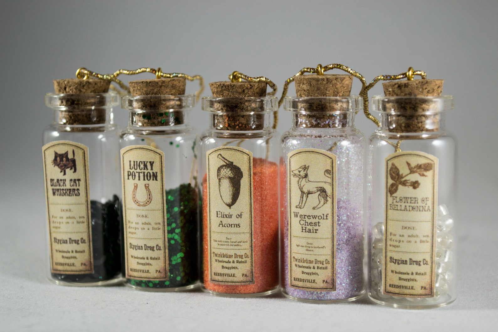 Mini Potion Bottle Ornaments Set of 5 Glass Potion Bottles | Etsy