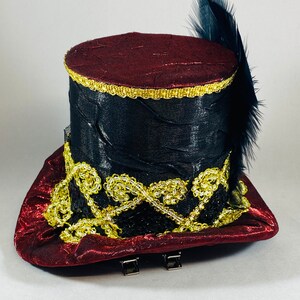 Red and Black Steampunk Fabric Mini Hat/ Handmade/ Top Hat/ Red Hat ...