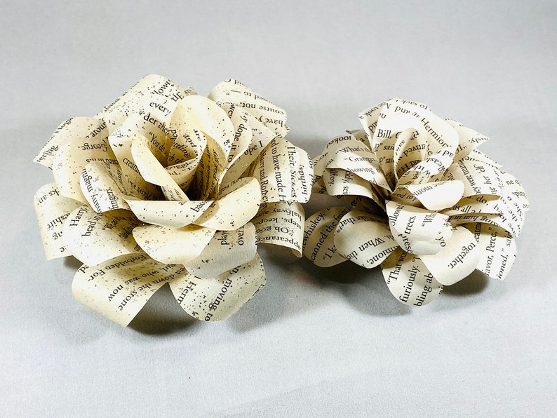 Book Paper Flowers Upcycled Paper Flowers Book Lover Gift - Etsy