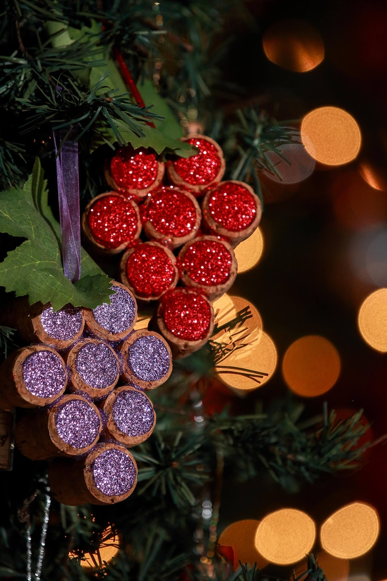 Wine Cork Glitter Grape Ornament/ Tree Decor/ Christmas Decoration ...