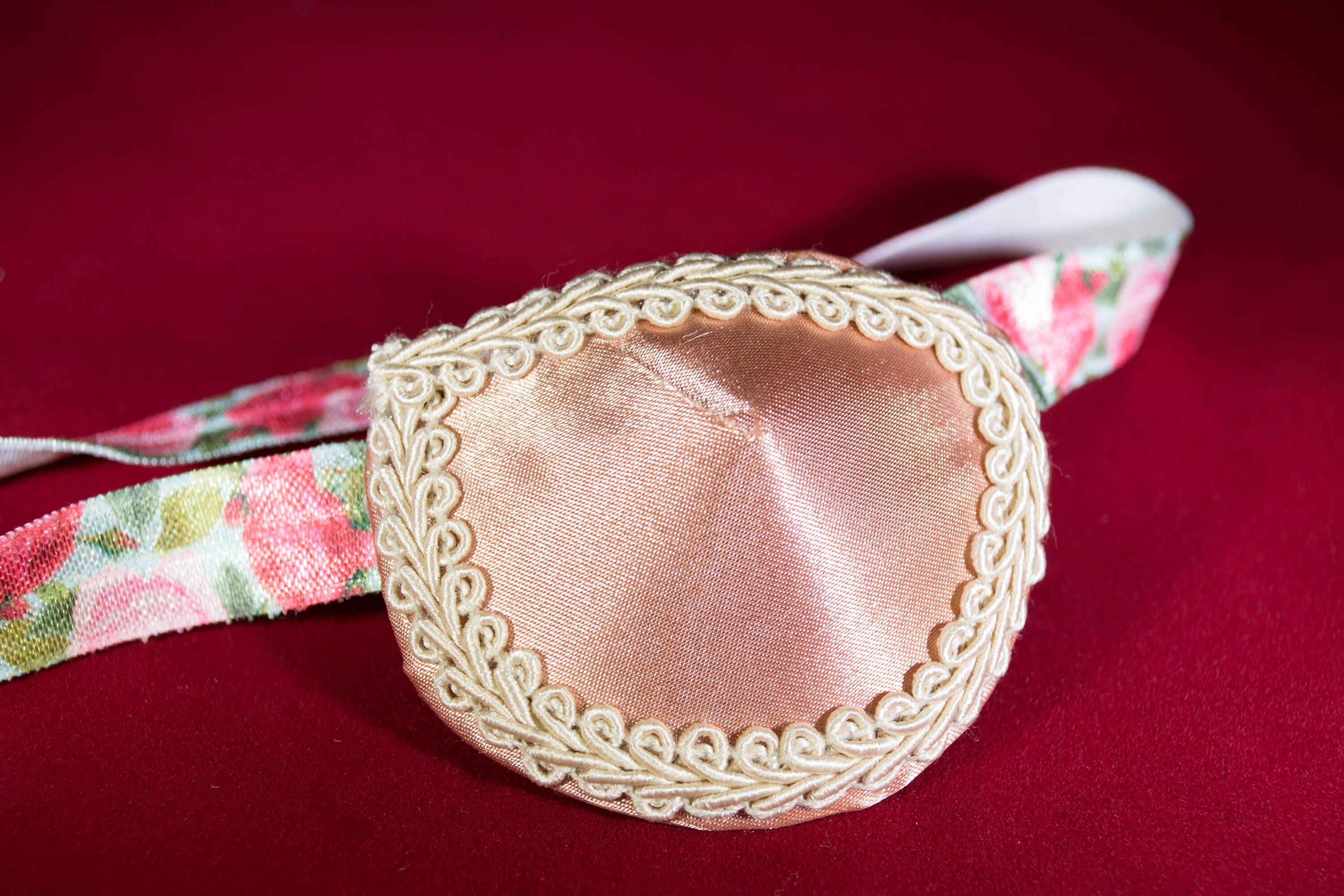 Rose and Tan Handmade Fabric Adult Eyepatch vision accessory | Etsy