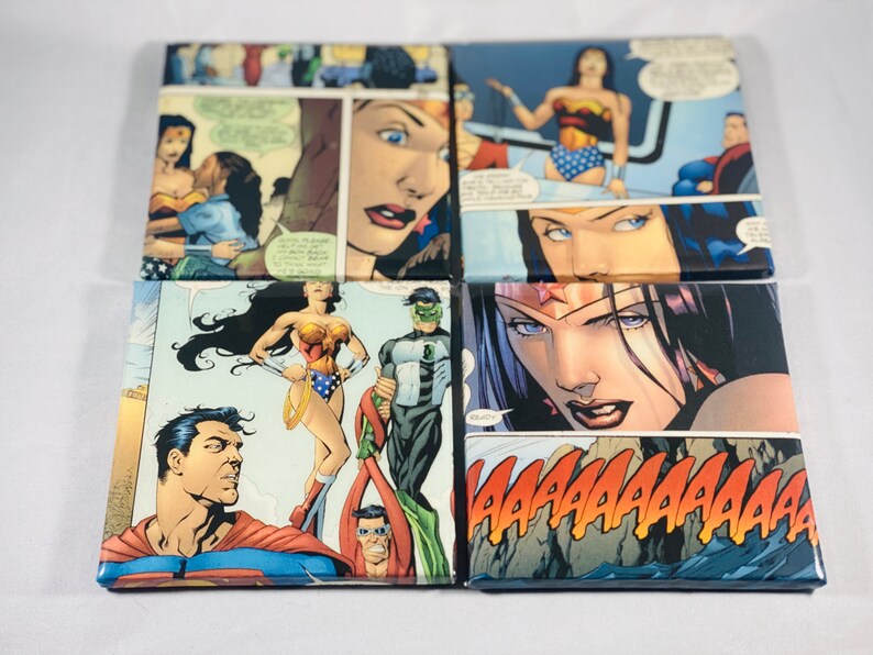Wonder Woman Superhero Decorative Tile Coasters Comic Lover | Etsy