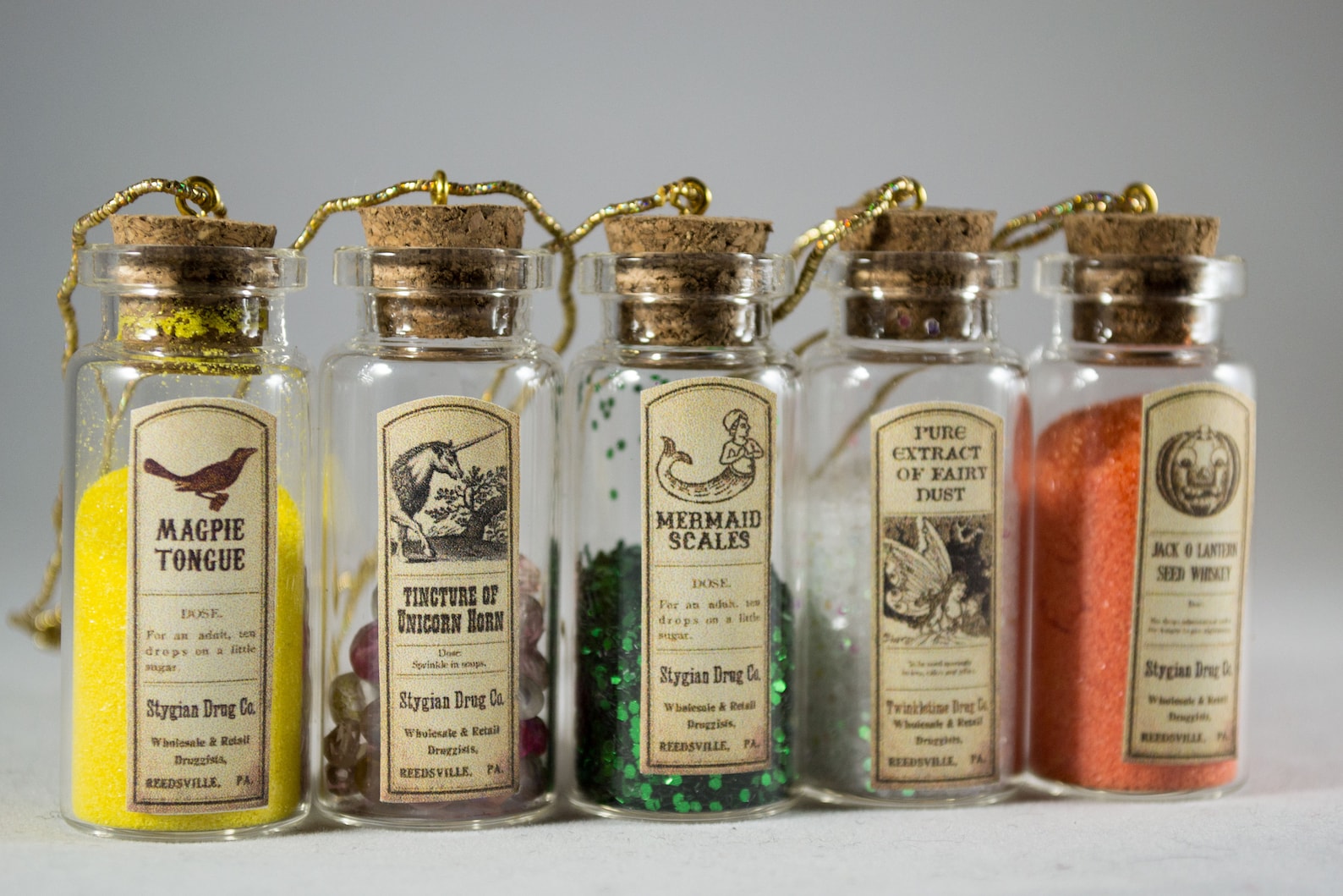 Mini Potion Bottle Ornaments Set of 5 Glass Potion bottles | Etsy