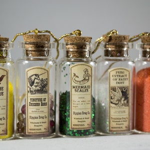 Mini Potion Bottle Ornaments, Set of 5, Glass Potion Bottles, Custom ...