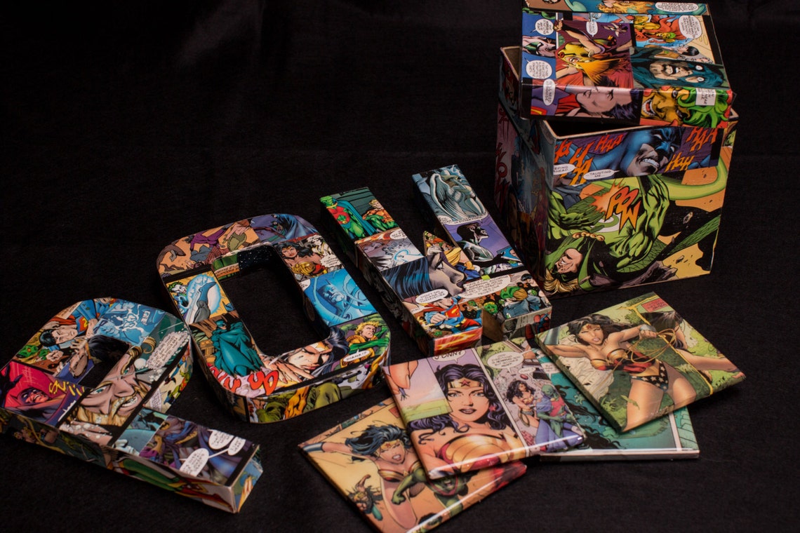 Comic Gift Box Package Handmade Tile Coasters POW Comic - Etsy