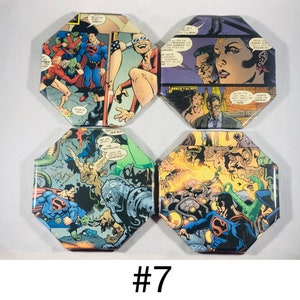 Superhero Resin Covered, Ceramic Tile Octagon Coasters, Handmade, Comic ...