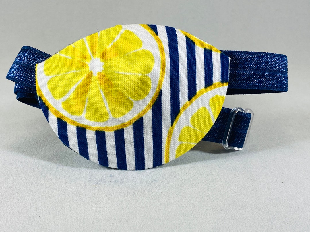 Lemons With Blue Stripes, Handmade Fabric Eyepatch, Medical, Vision ...