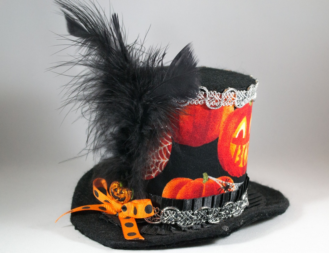 Halloween Orange Pumpkin Mini Hat With Bow/ Top Hat/ Witch Hat/ Costume ...