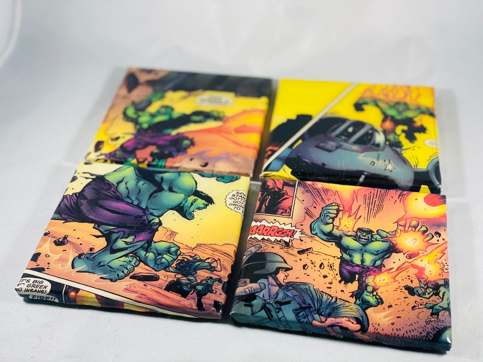 Hulk Boom Decorative Tile Coasters Set Resin Covered Comic - Etsy