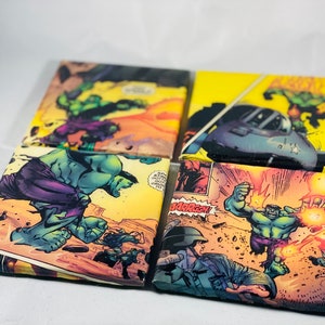 Hulk Boom Decorative Tile Coasters Set, Resin Covered, Comic Art, Wall ...