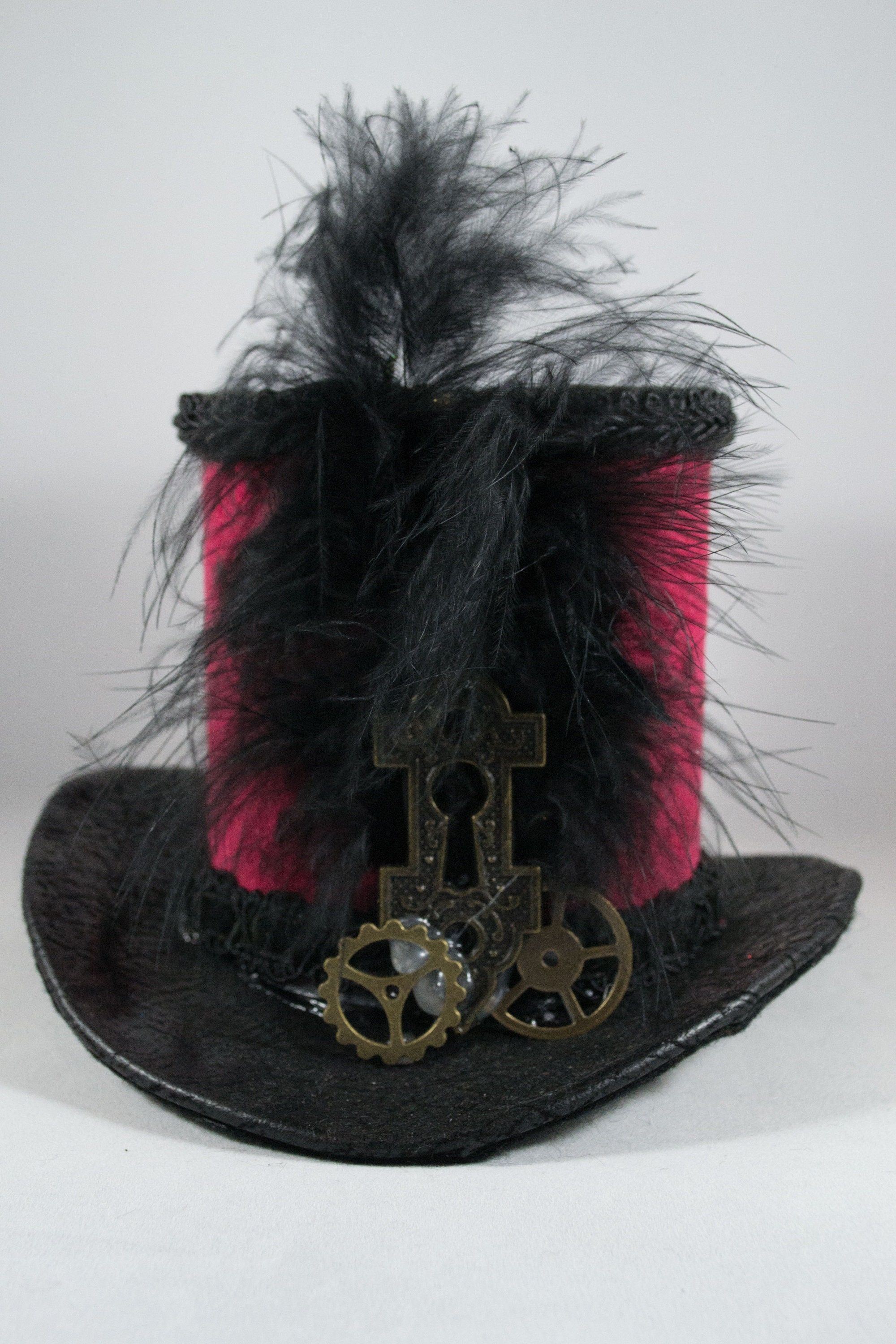 Black and Red Steampunk Mini Hat - Etsy