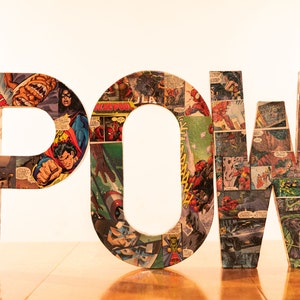 Comic Book Letters, Comic Decoupage, Handmade Collage of Mod Podge ...