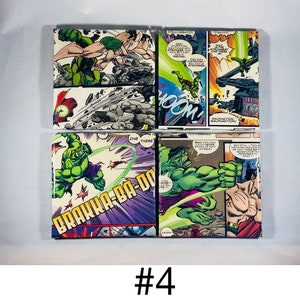 Hulk Boom Decorative Tile Coasters Set, Resin Covered, Comic Art, Wall ...