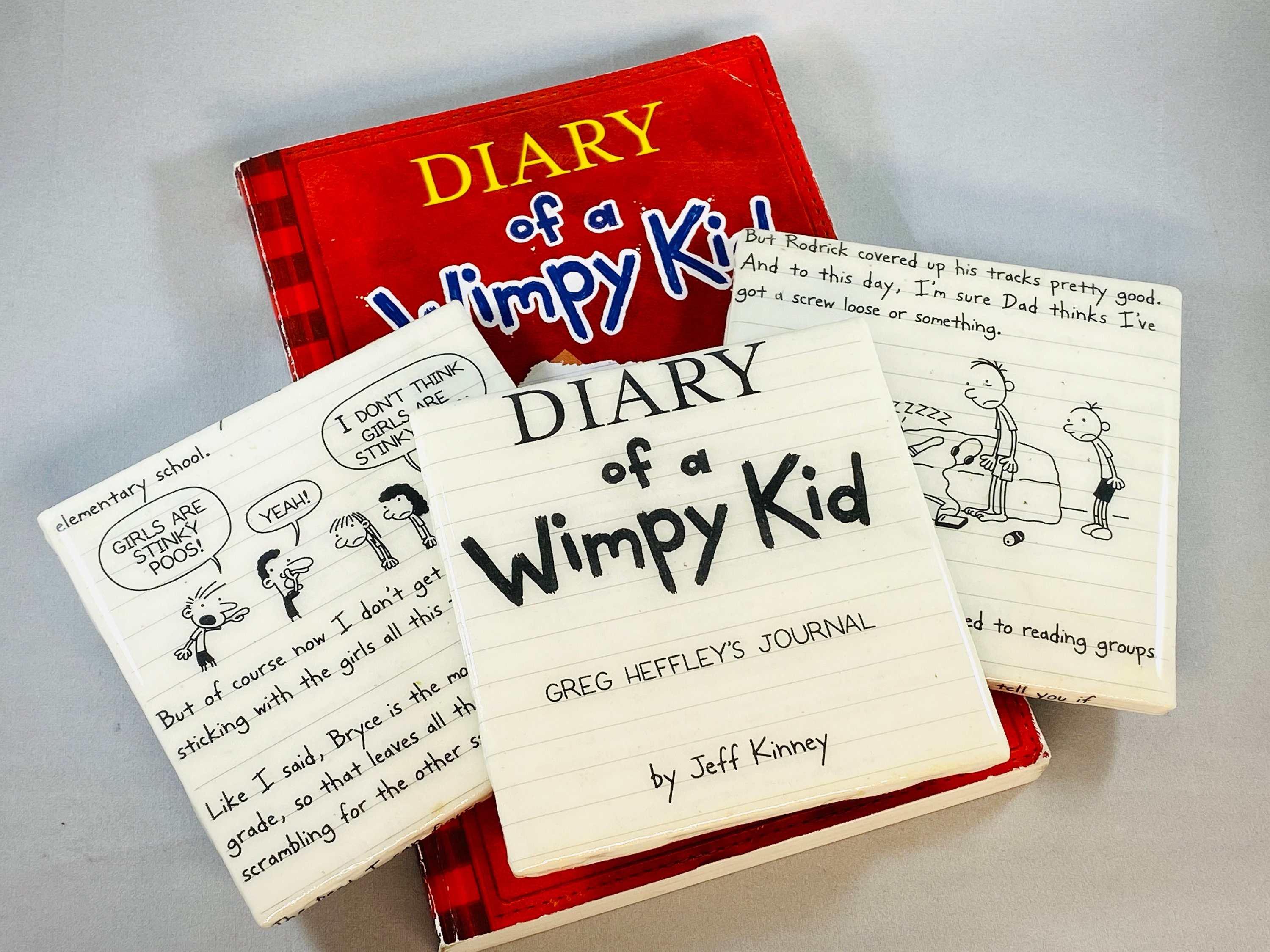 Diary of a Wimpy Kid, Book Pages Coasters, Resin Covered, Unique ...