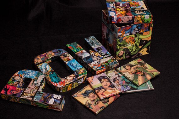 Comic Gift Box Package Handmade Tile Coasters POW Comic | Etsy