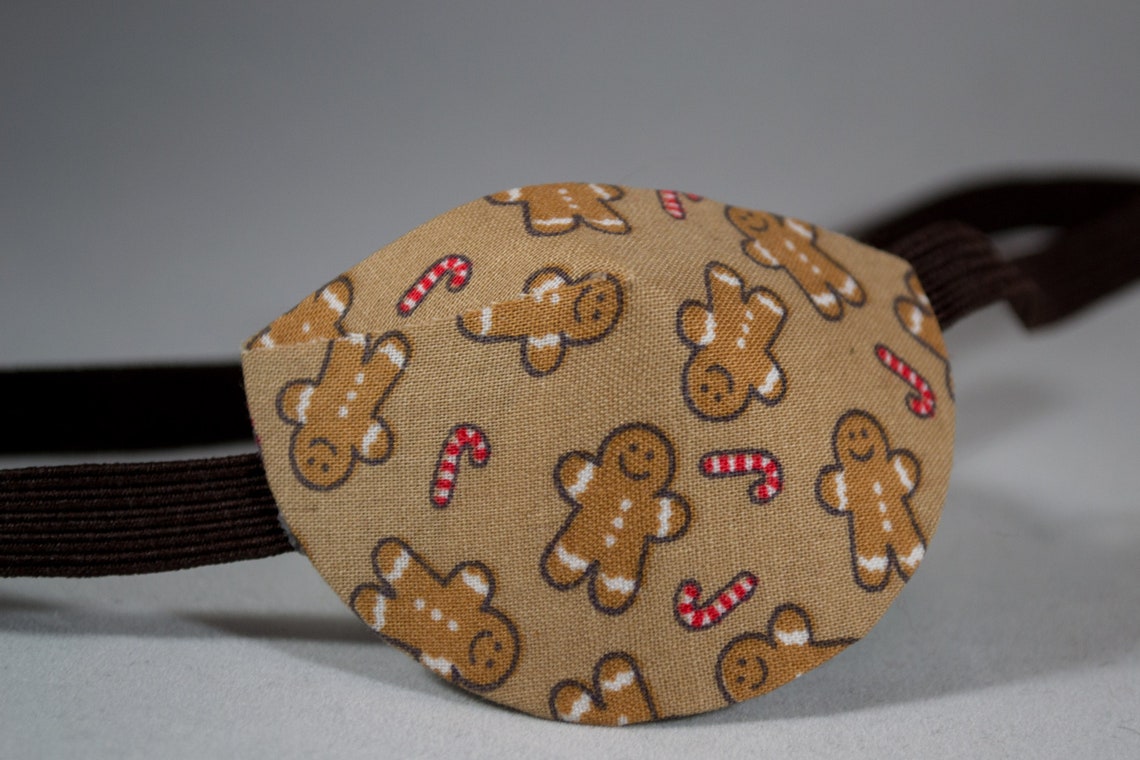 Gingerbread Man Holiday Adult Eyepatch, Handmade Fabric Eyepatch ...