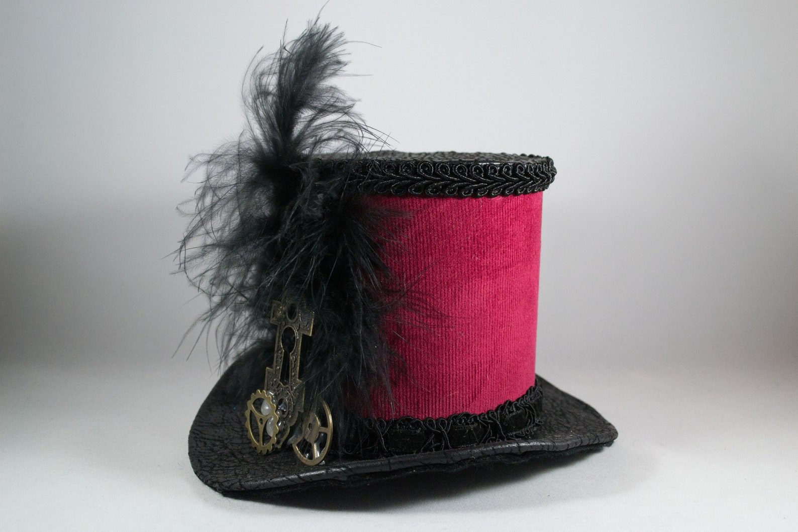 Black and Red Steampunk Mini Hat | Etsy