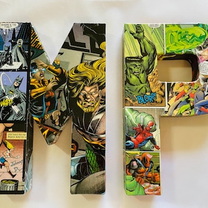 Comic Book Letters, Comic Decoupage, Handmade Collage of Mod Podge ...