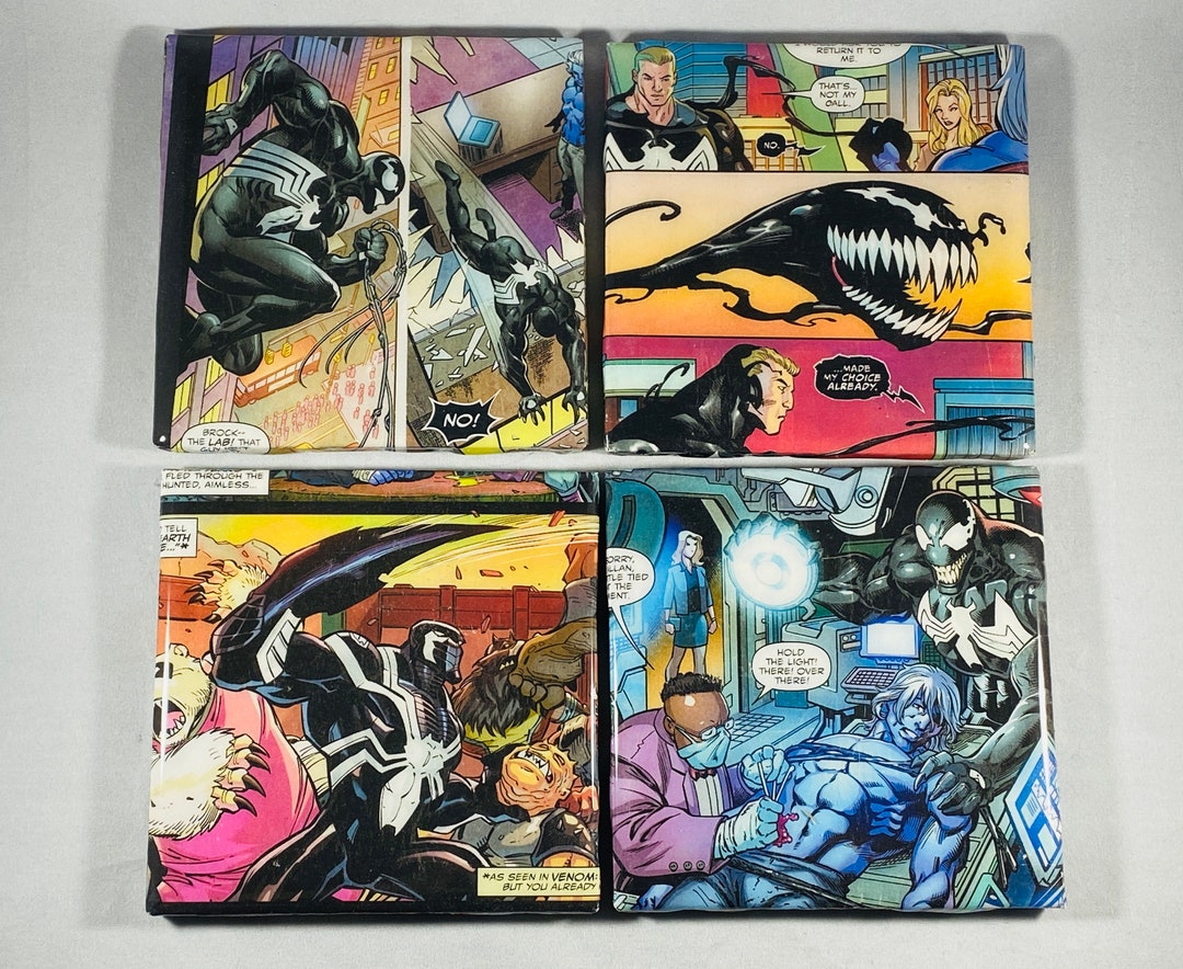 Venom Comic Coasters Set, Resin Covered, Handmade Gift, Drink Coasters ...