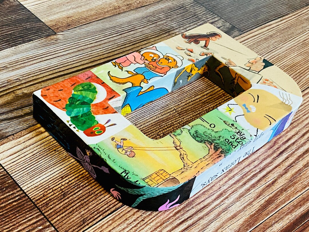 Children's Book Letters, Comic Decoupage, Handmade Collage of Mod Podge ...