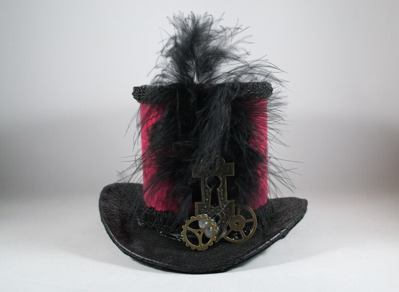 Black and Red Steampunk Mini Hat - Etsy