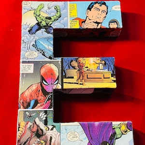 Comic Book Letters, Comic Decoupage, Handmade Collage of Mod Podge ...