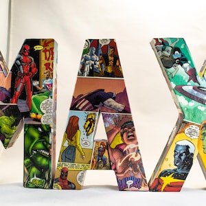 Comic Book Letters, Comic Decoupage, Handmade Collage of Mod Podge ...