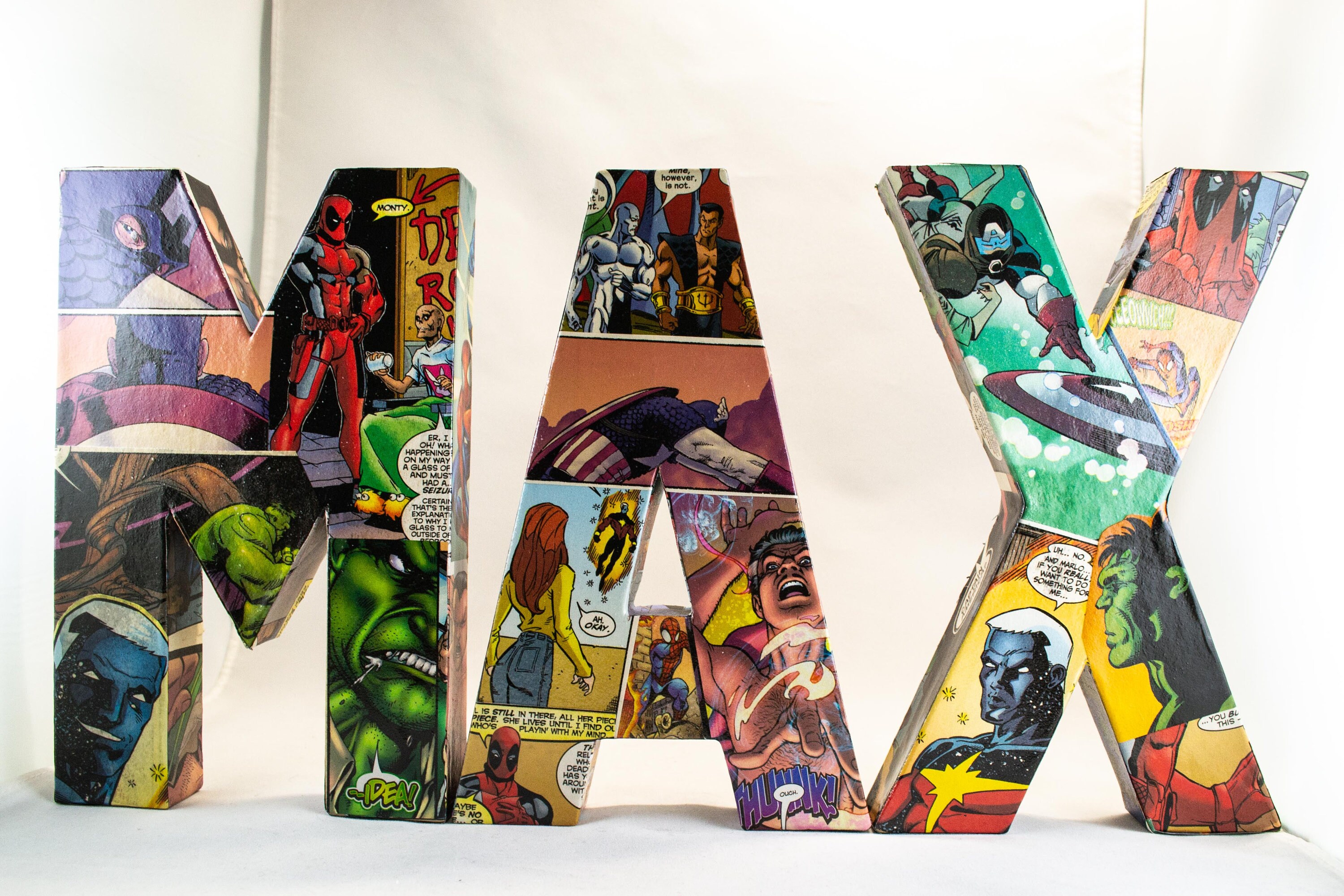 Comic Book Letters, Comic Decoupage, Handmade Collage of Mod Podge ...