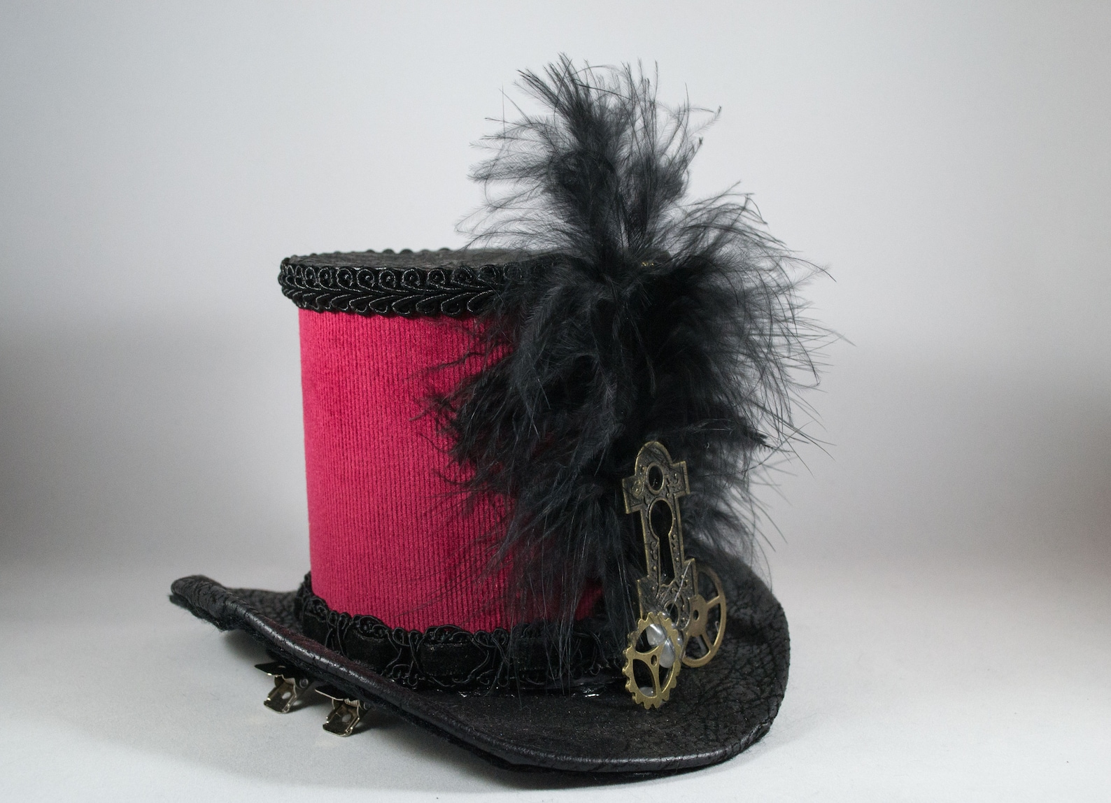 Black and Red Steampunk Mini Hat - Etsy