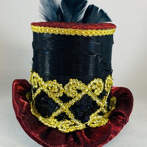 Red and Black Steampunk Fabric Mini Hat/ Handmade/ Top Hat/ Red Hat ...