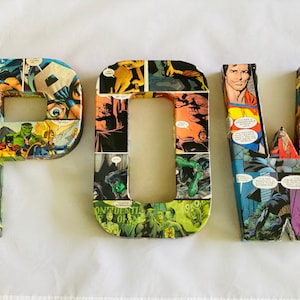 Comic Book Letters, Comic Decoupage, Handmade Collage of Mod Podge ...