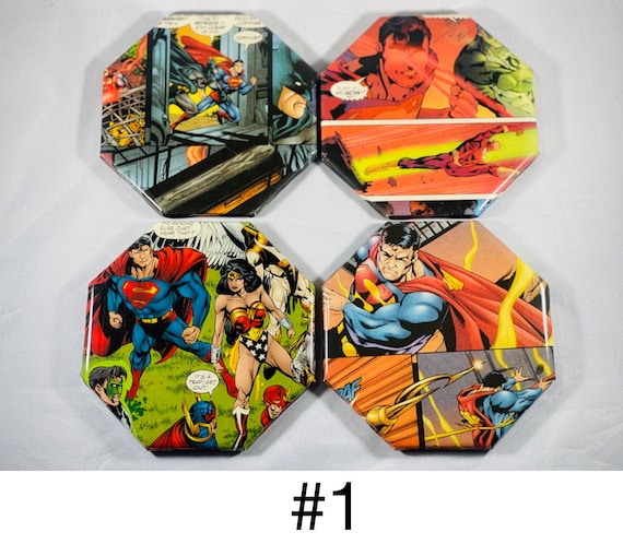 Superhero Resin Covered Ceramic Tile Octagon Coasters - Etsy