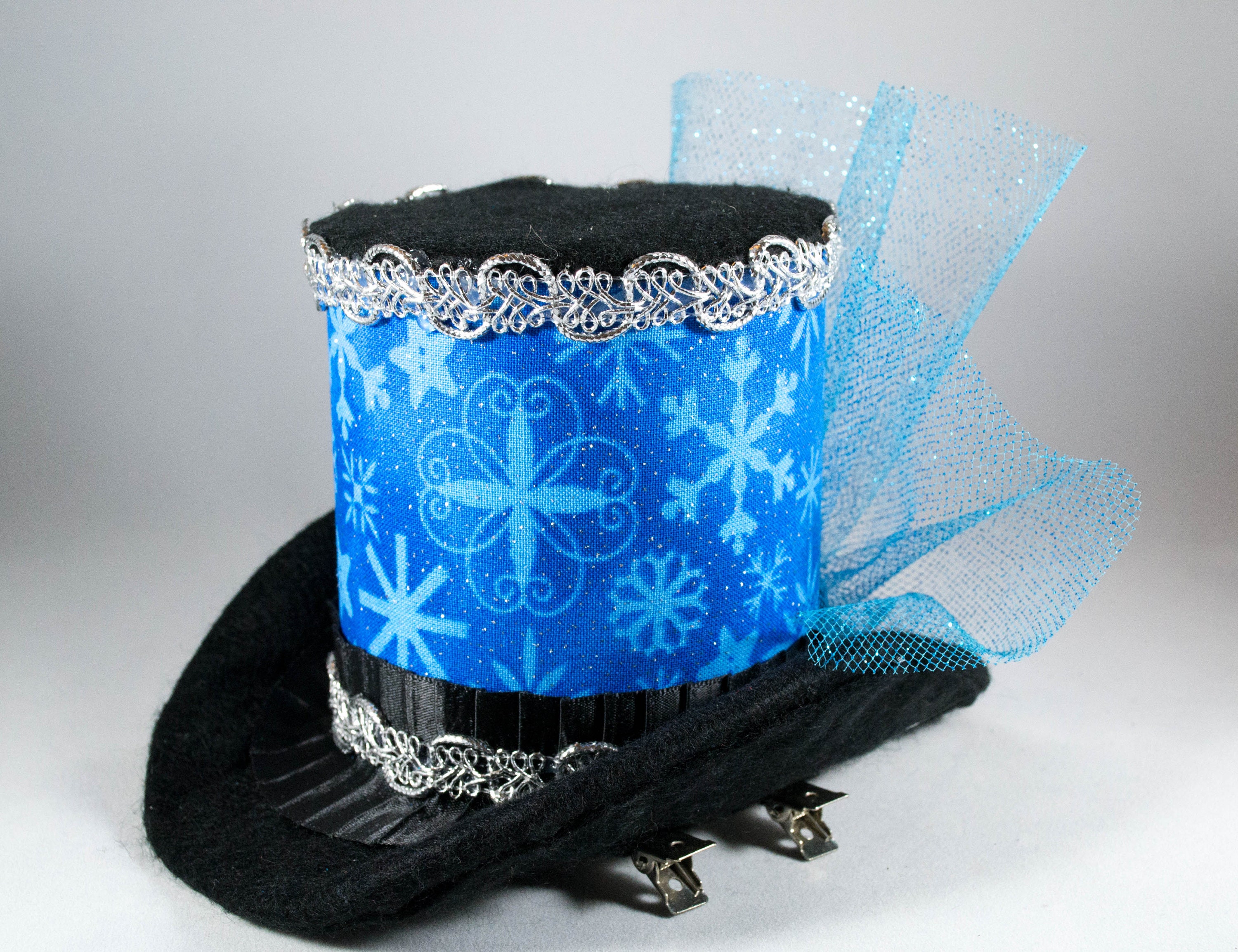 Blue Snowflake Christmas Mini Top Hat/ Fabric Hat/ Holiday | Etsy