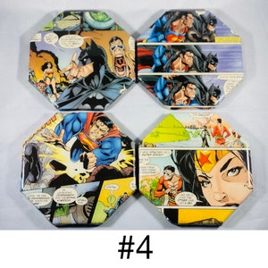 Superhero Resin Covered, Ceramic Tile Octagon Coasters, Handmade, Comic ...