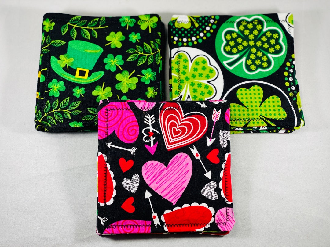 St. Patrick's Day and Valentines Day Double Sided Coasters, Handmade ...
