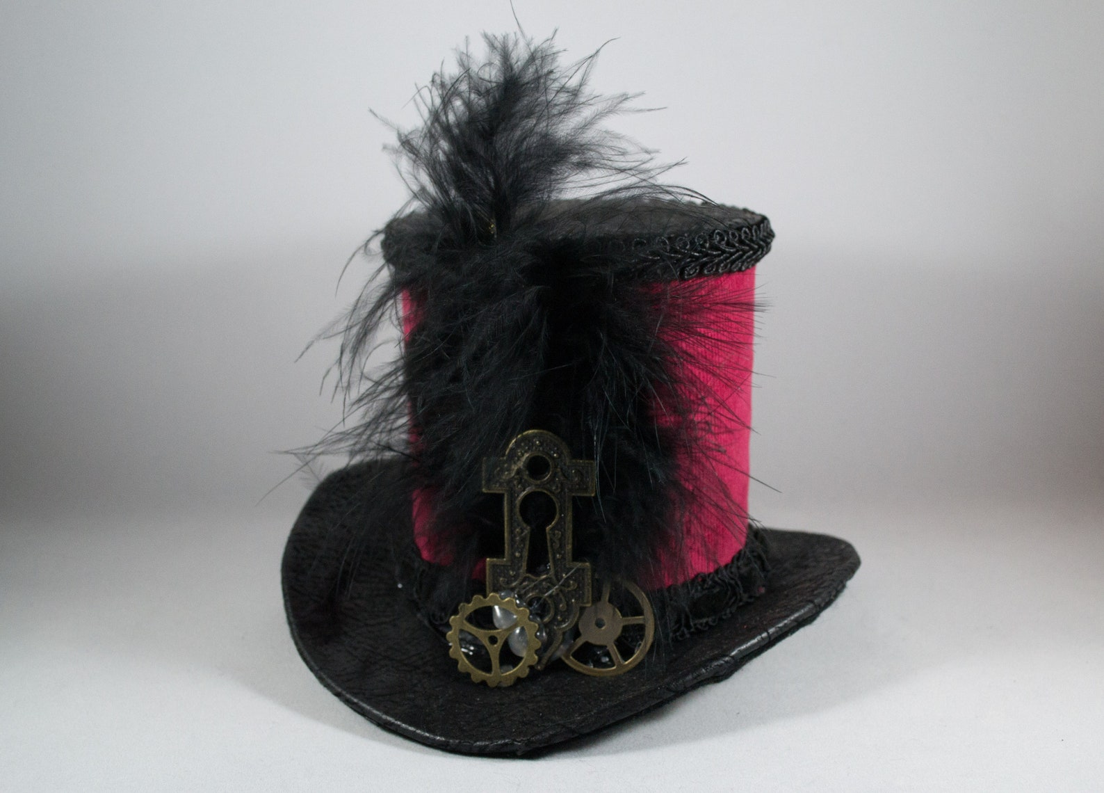 Black and Red Steampunk Mini Hat - Etsy