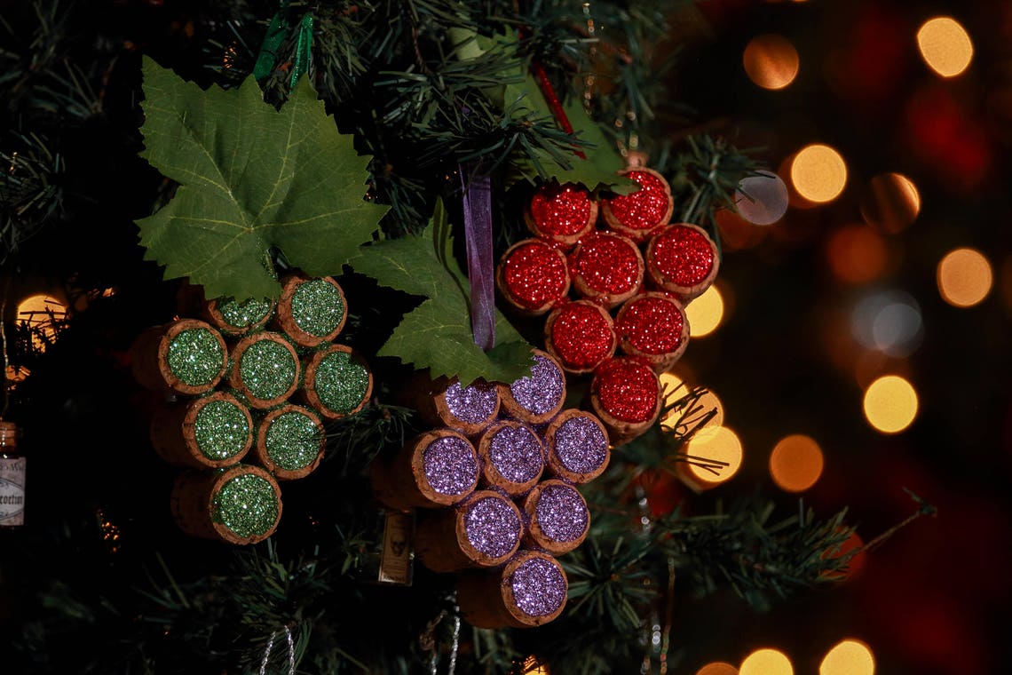 Wine Cork Glitter Grape Ornament/ Tree Decor/ Christmas | Etsy